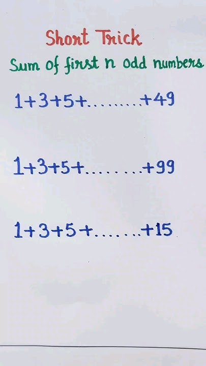 sum of first n odd numbers || maths short trick || #mathstrick #shorttrick #viraltrick #trending ...