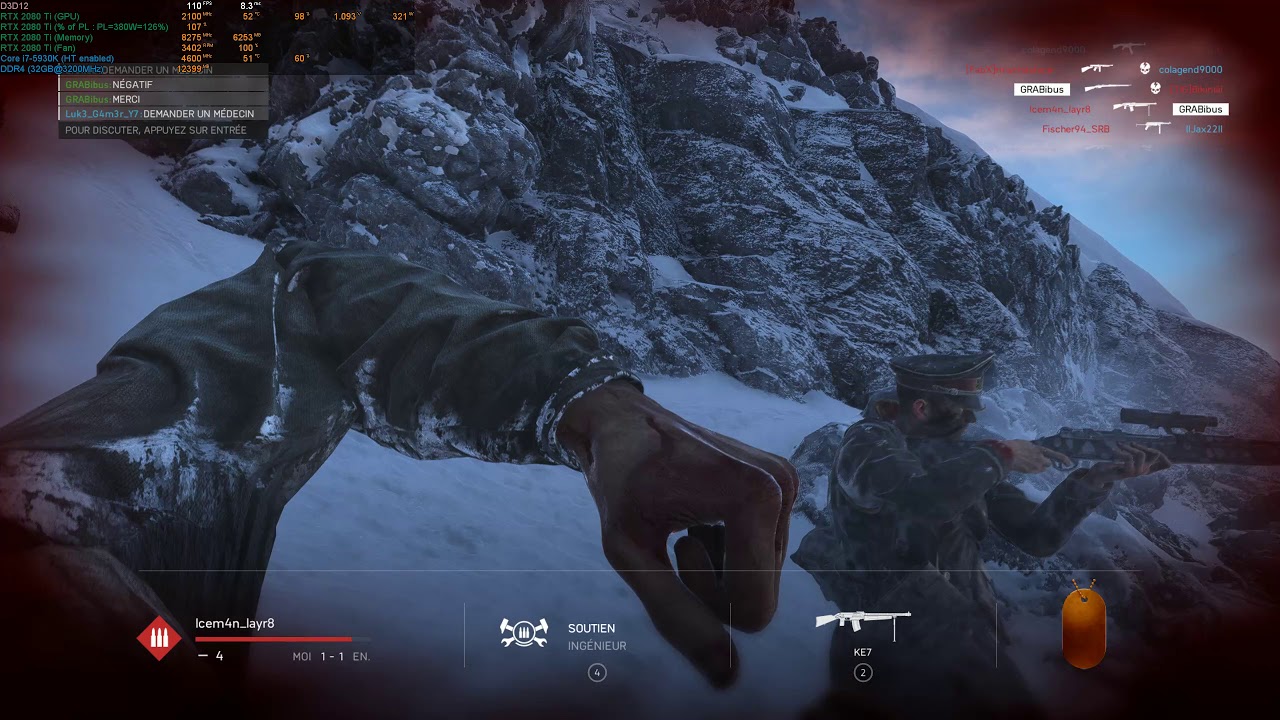 Battlefield V: Multiplayer (PC gaming), map "FJELL 652" / RTX 2080 Ti ...