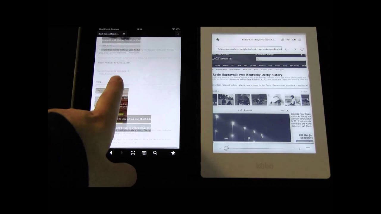 Kobo Aura HD's Browser Test (w/ Kindle Fire) - YouTube