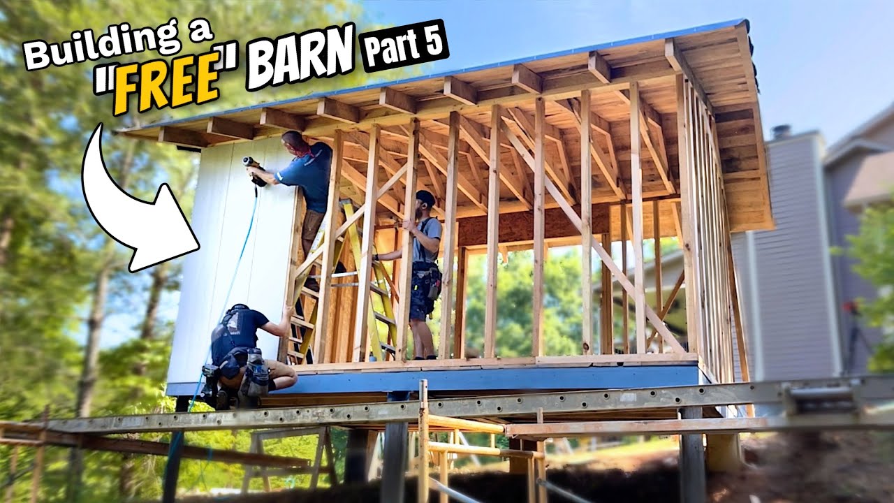 Building a barn with ONLY stuff we already have! PART 5 siding and ramp ...