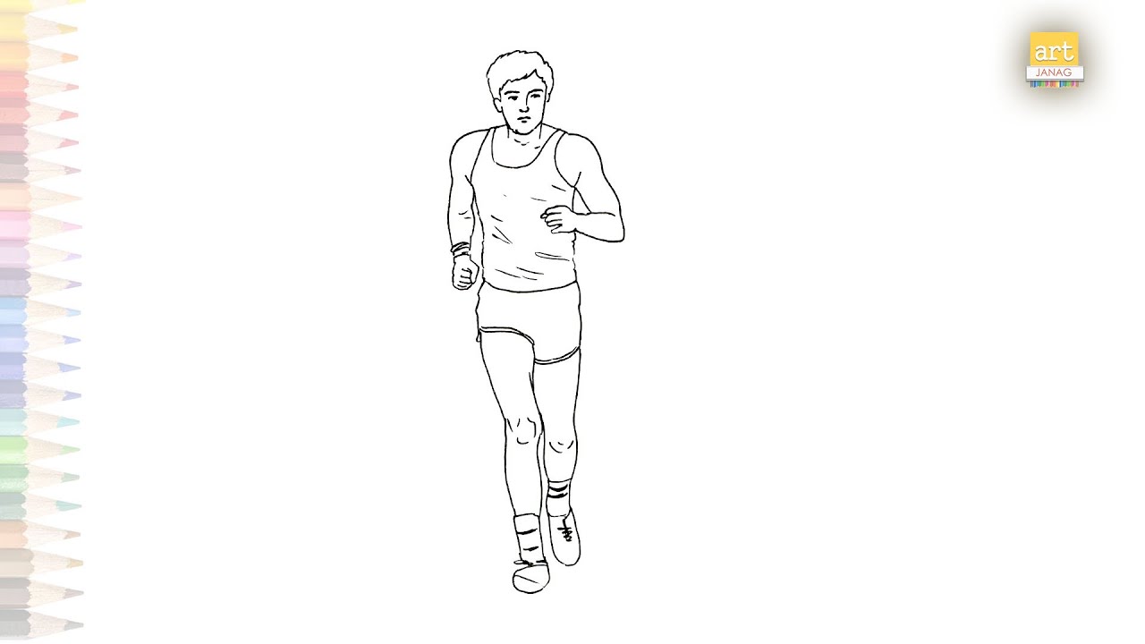 Man Marathon Runner drawings video | Marathon Runner drawing | How to ...