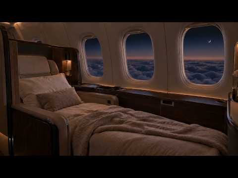 First Class Gece Uçuşu ✈️ Gerçek Uçak Sesleri ve Bulutlar | 2 saat