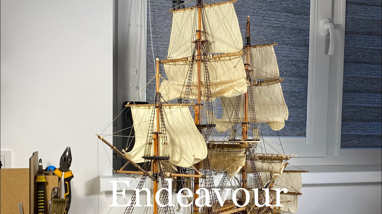 Endeavour : 1/54 Scale Model : Step By Step Video Build : Sails Rigging ...