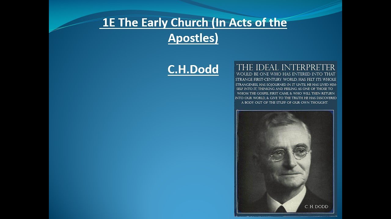 Christianity Theme 1E The Early Church in Acts of the Apostles - C.H ...