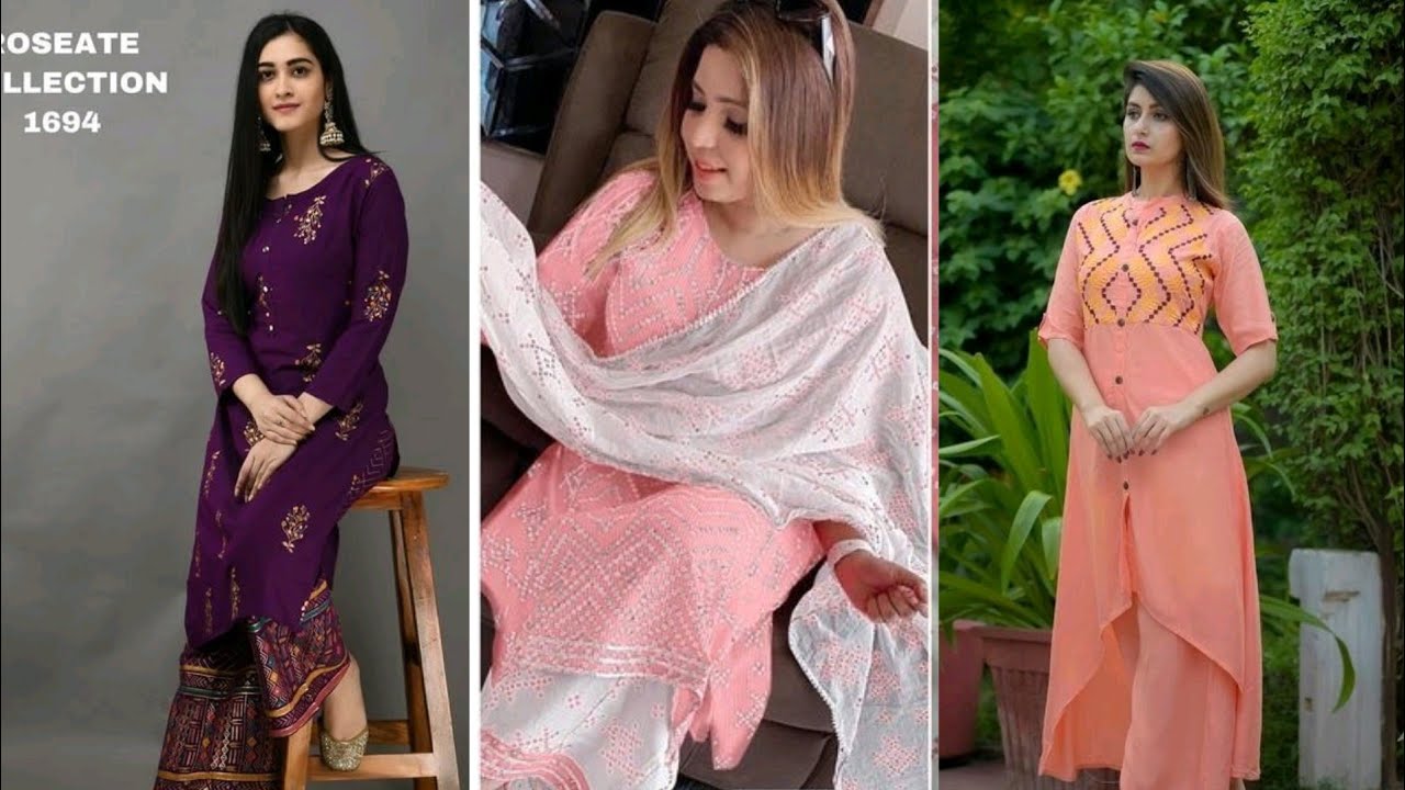 Kurti with plazo set || Collection of kurti || long kurti with plazo ...