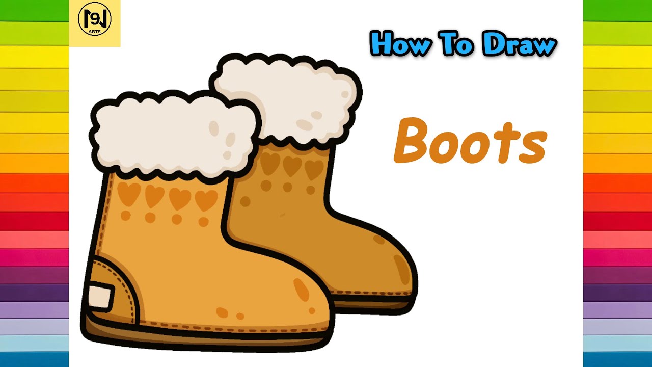 How to Draw Winter Boots Step by Step | No.9 ARTS - YouTube