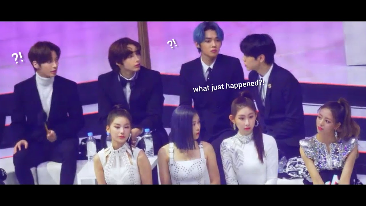 TXT and ITZY reaction to TWICE slipping on the stage [GDA 2020] - YouTube