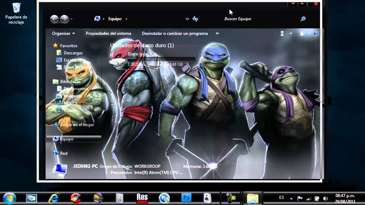 tema de tortugas ninja (ninja turtles) para windows 7 - YouTube