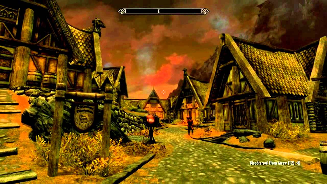 Skyrim - Auriel's Bow with Bloodcursed Elven Arrows - YouTube