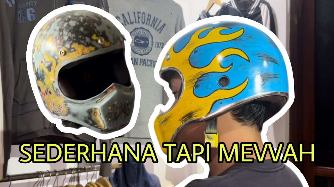 Repaint helm motif api || tutorial cara membuat motif api di helm ...