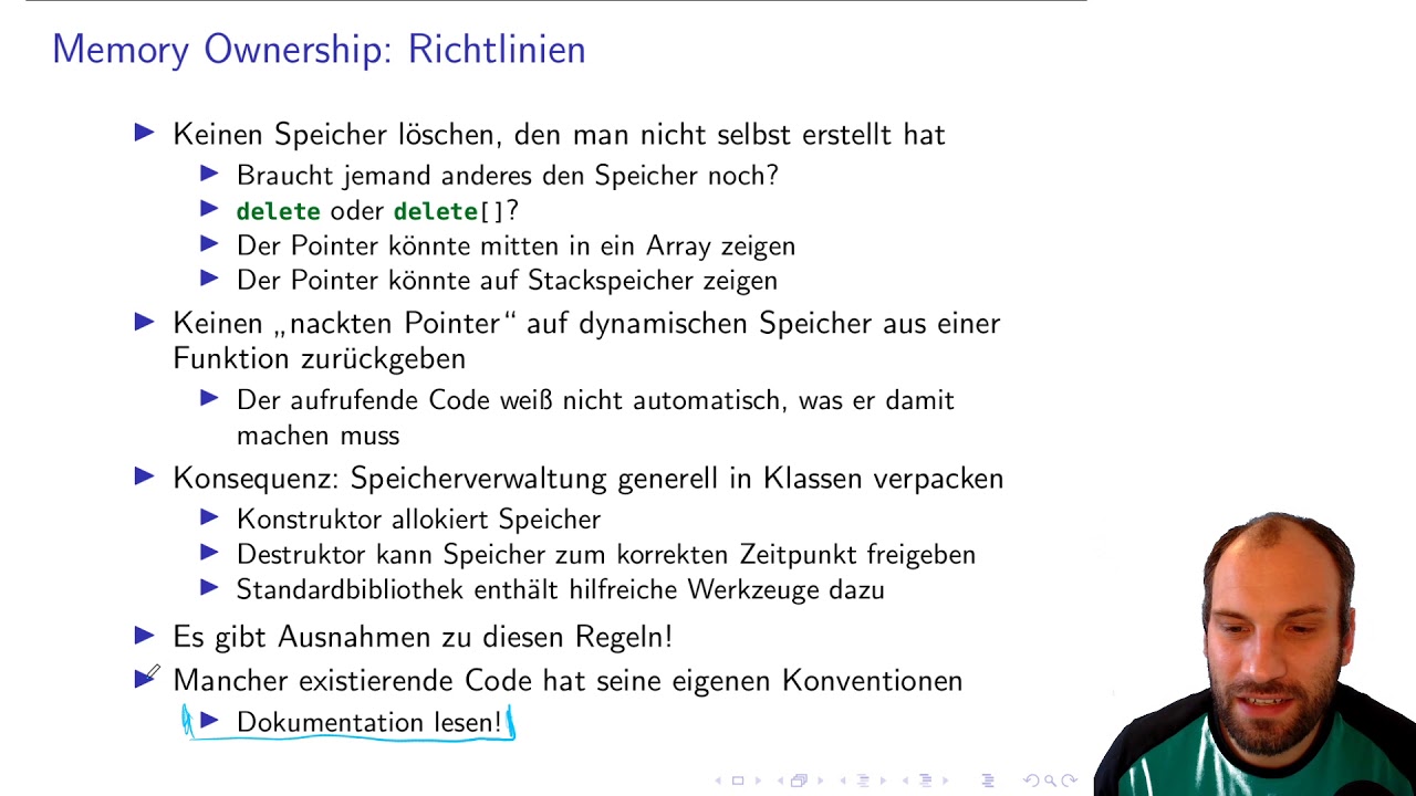 Grundlagen der C++ Programmierung - 05 Teil 1: Memory Ownership, references - YouTube