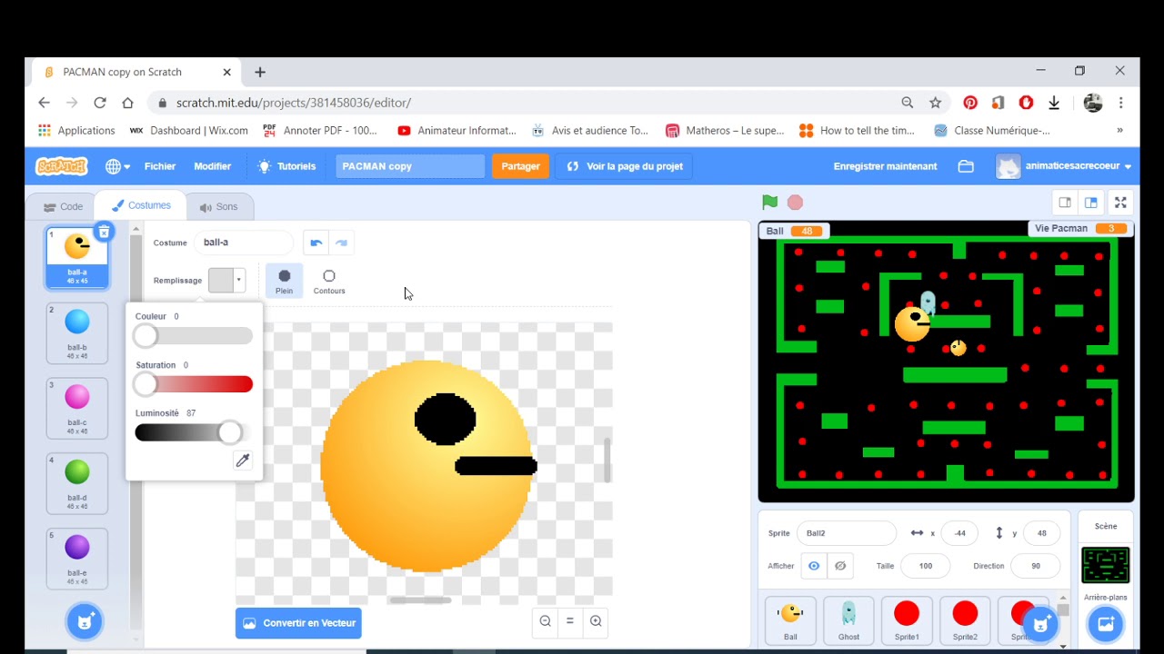 Projet Scratch PacSam création Pacman vidéo N°3 - YouTube