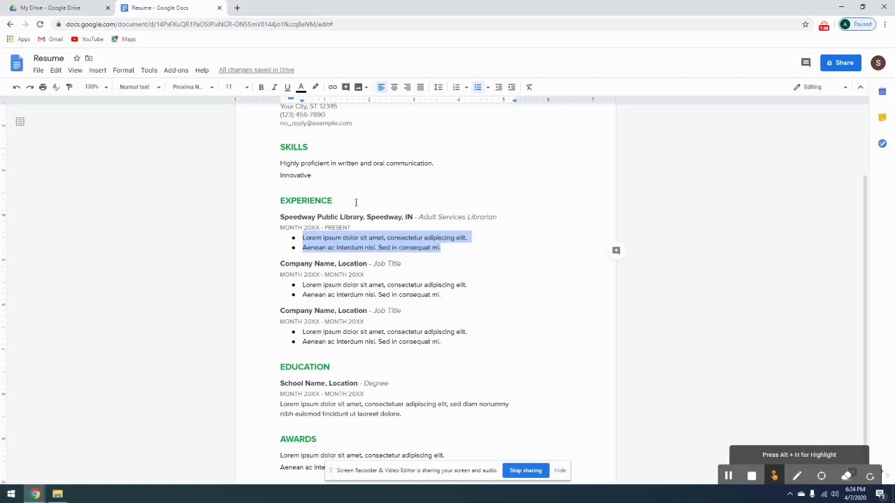 Using Google Docs to Create Resumes - YouTube