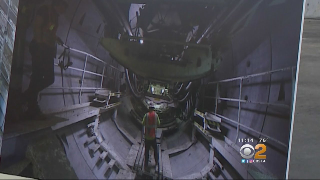 Giant 'Boring' Machines Ready To Dig Purple Line Below West LA - YouTube
