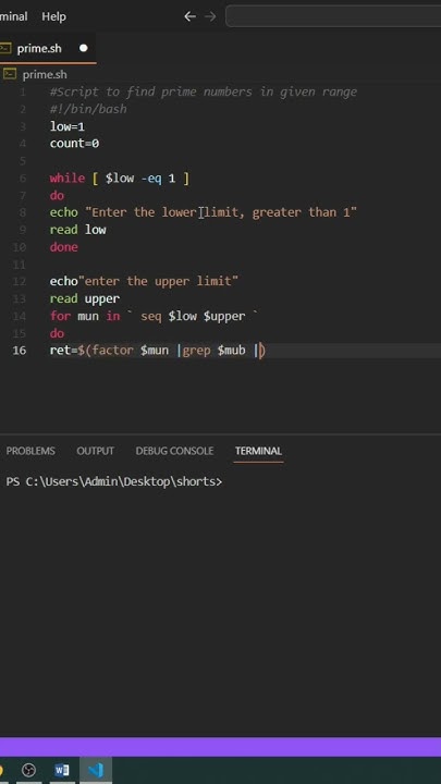 Shell script to Find prime Numbers in given Range #aws #devops #trending #shorts #programming # ...
