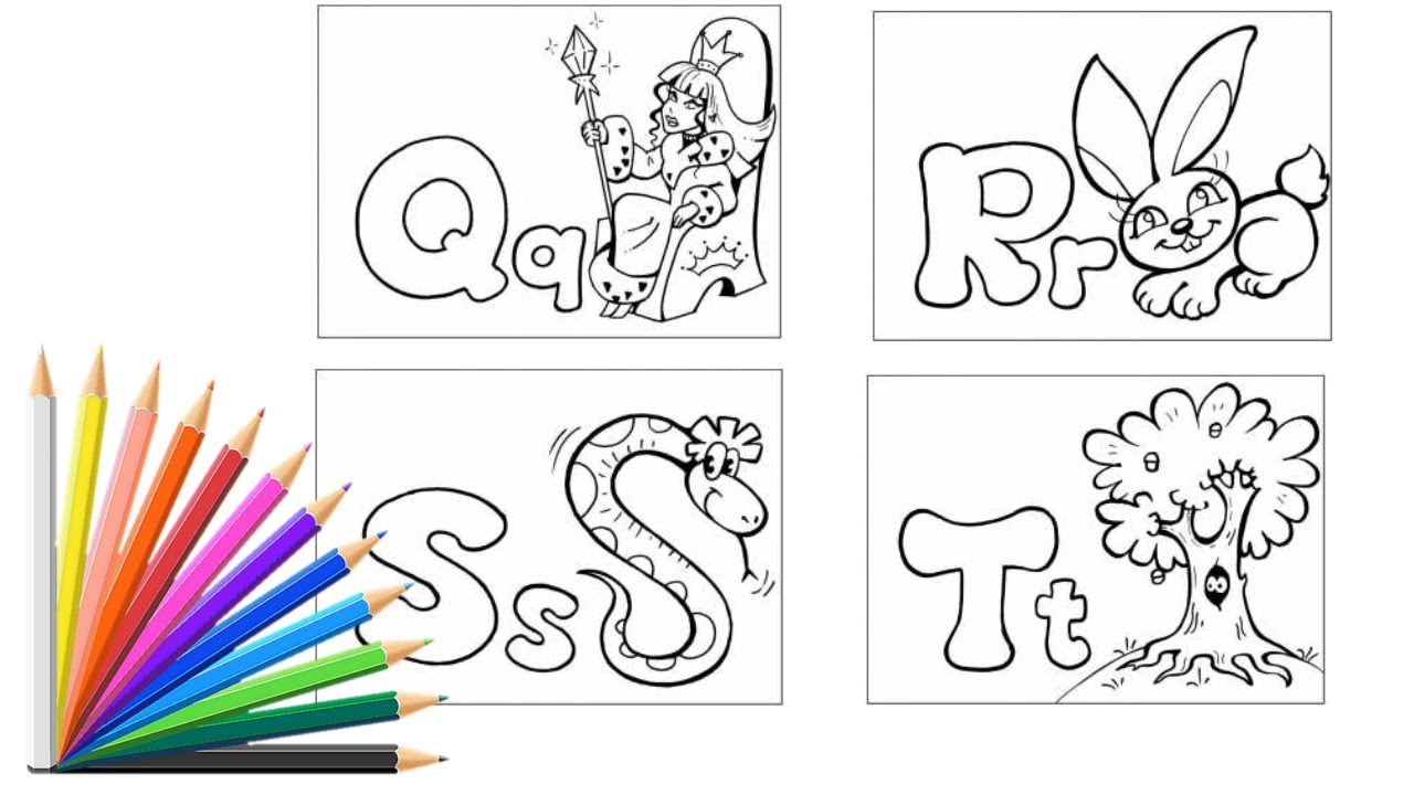 English alphabet QRST.Coloring Pages For Children.How to draw. - YouTube