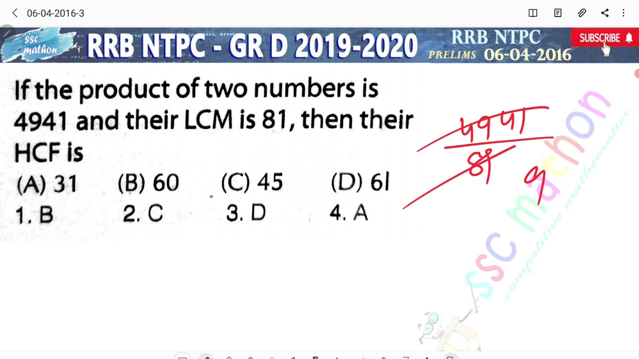 if the product of two numbers is 4941 and their LCM is 81 then there ...