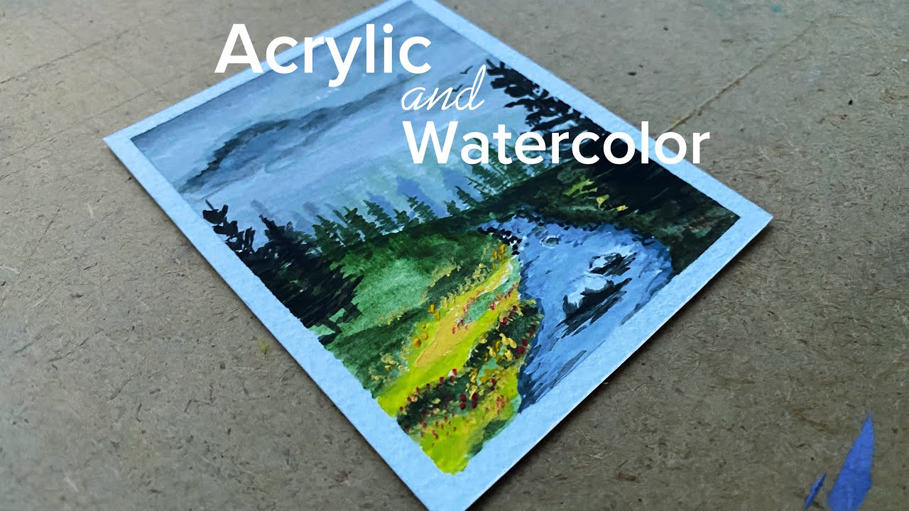 15 mins watercolor and acrylic painting (Nature picture)🏔️. - YouTube
