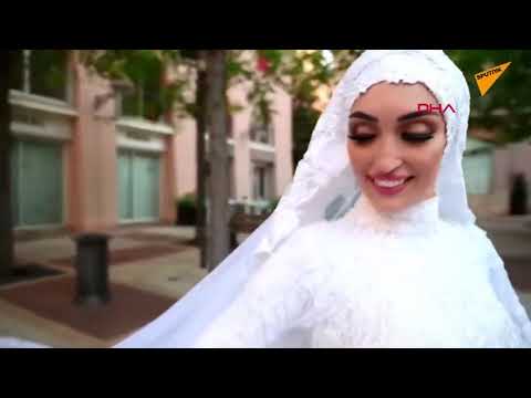 Beyrut'taki patlamaya düğün fotoğrafı çektirirken yakalandı