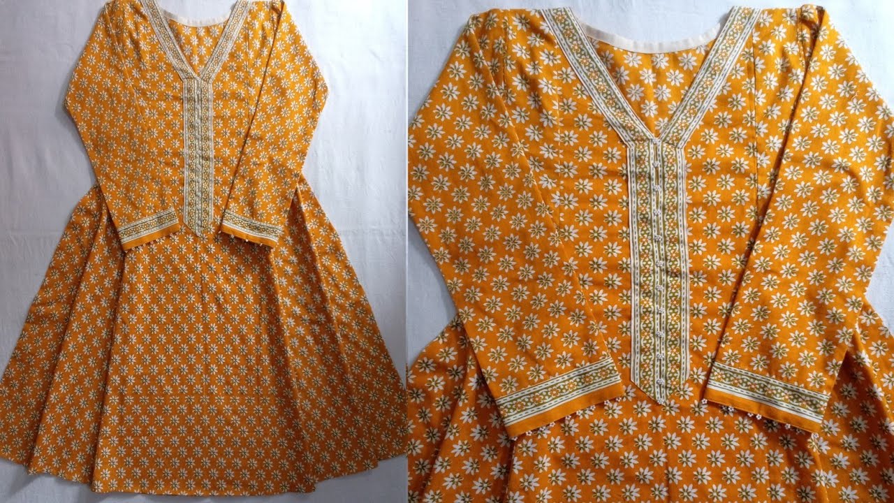 Panel Frock Cutting And Stitching | Panel Kurti Neck Design - YouTube