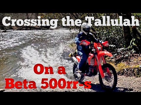 Crossing the Tallulah River on a brand new 2023 Beta 500 RR-S after a ...