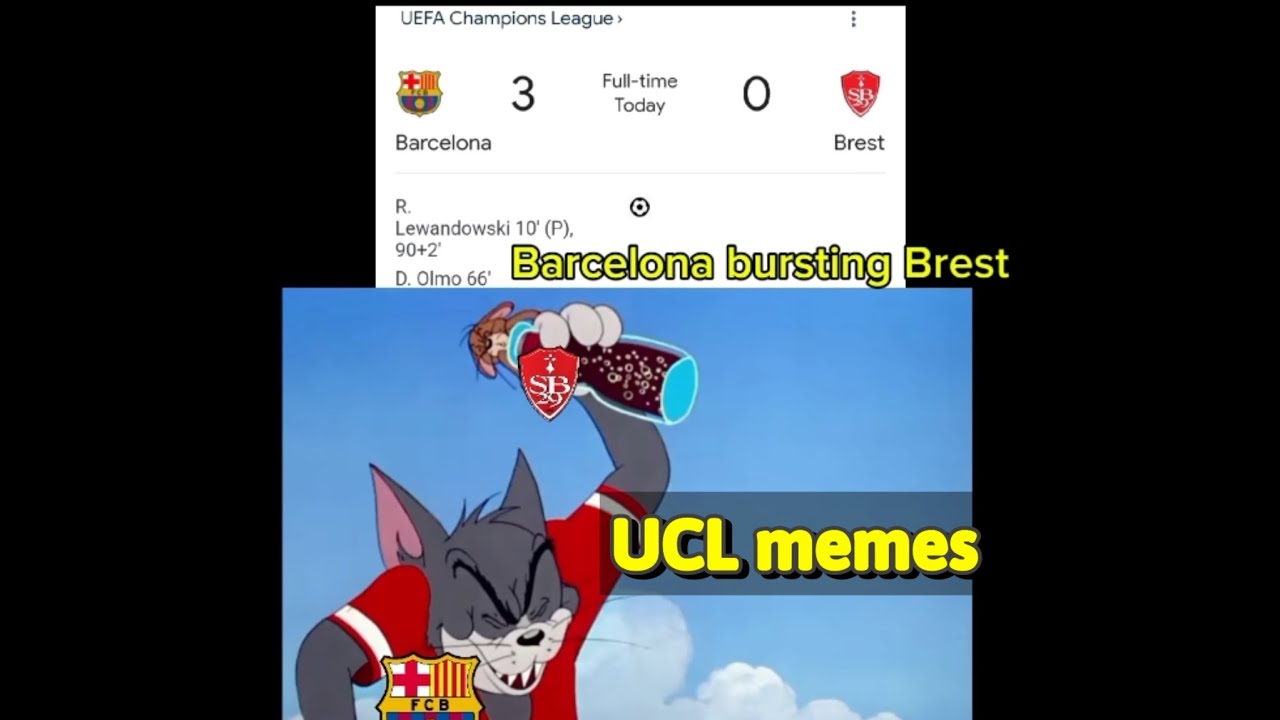 UEFA Champions League memes || Barcelona win against Brest | #football ...