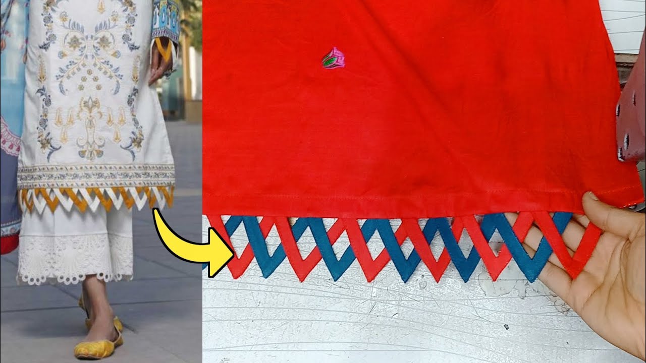 Eid special daman design | cutwork v shaped daman design | triangle cut ...