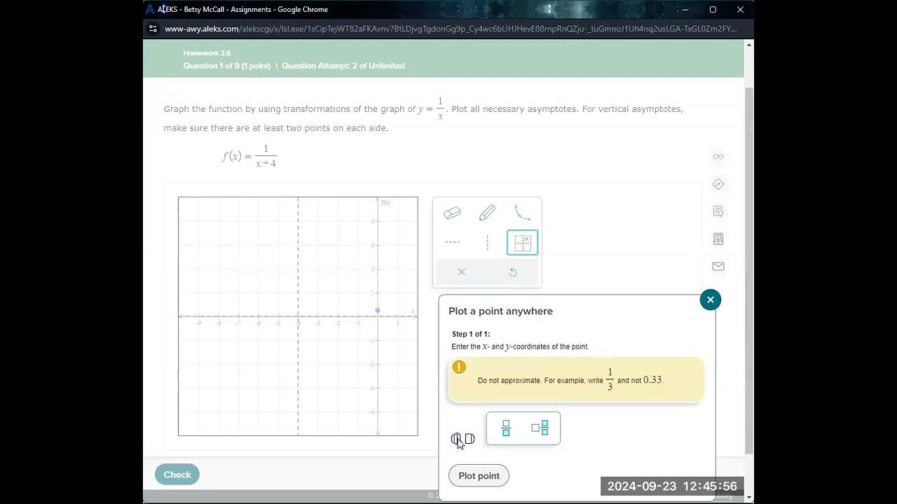Plotting a Rational Function in ALEKS - YouTube