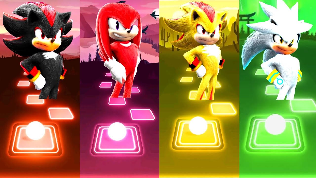 Shadow Hedgehog vs Knuckles Hedgehog vs Super Shadow vs Silver Hedgehog - Tiles Hop EDM Rush ...