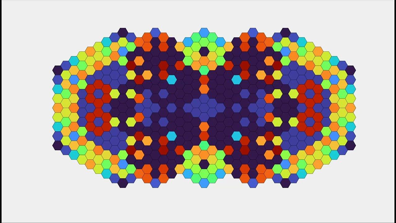 Sum of Neighbours Cellular Automaton, Hexagon Grid - YouTube