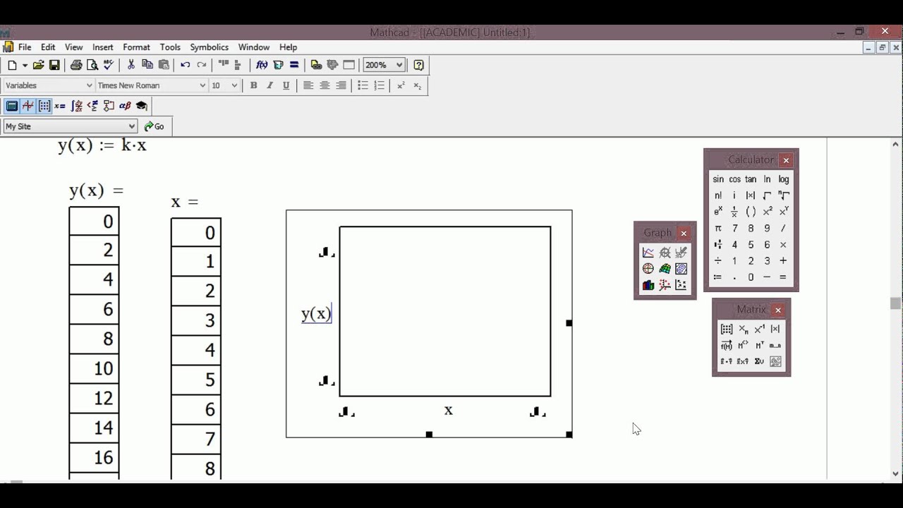 14 02 01 Einführung in Mathcad 15 Auswertung einer Funktion - YouTube
