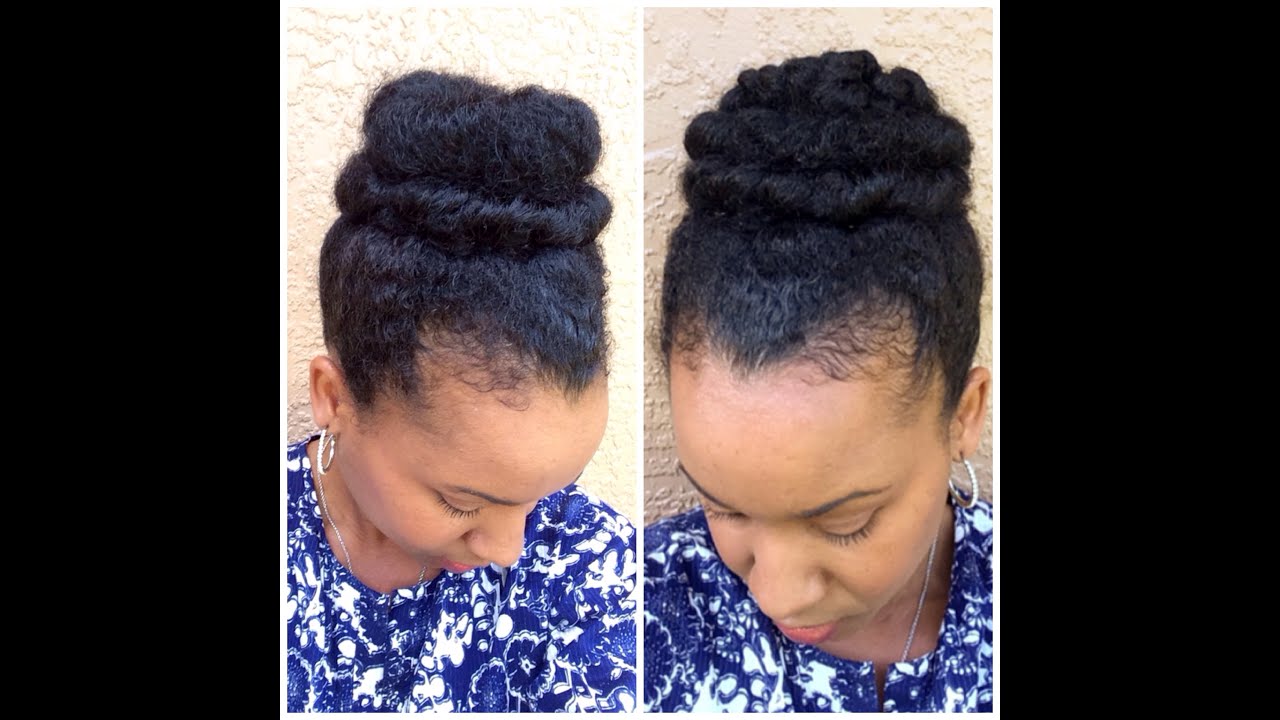 Natural Hair|Two High Buns on short/medium length - YouTube