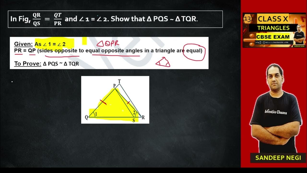 In Fig, 𝐐𝐑/𝐐𝐒 = 𝑸𝑻/𝐏𝐑 and ∠ 1 = ∠ 2. Show that Δ PQS ~ Δ TQR. - YouTube