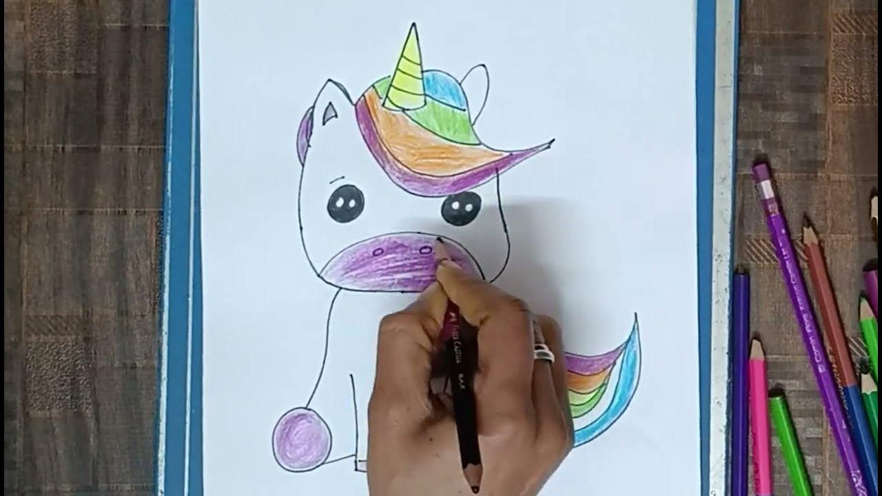 How to Draw CUTEST BABY Unicorn step by step FOR KIDS | Unicorn drawing ...
