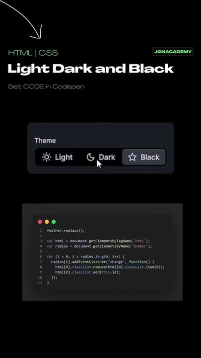 Codes to change DARK MODE | Dark Theme Using HTML, CSS &JS - YouTube