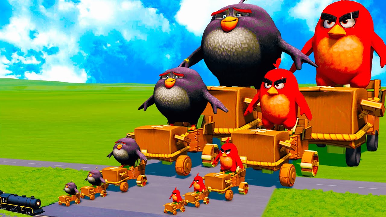 Big & Small Angry Birds Cars VS Thomas the TANK Engine BeamNG.drive ...