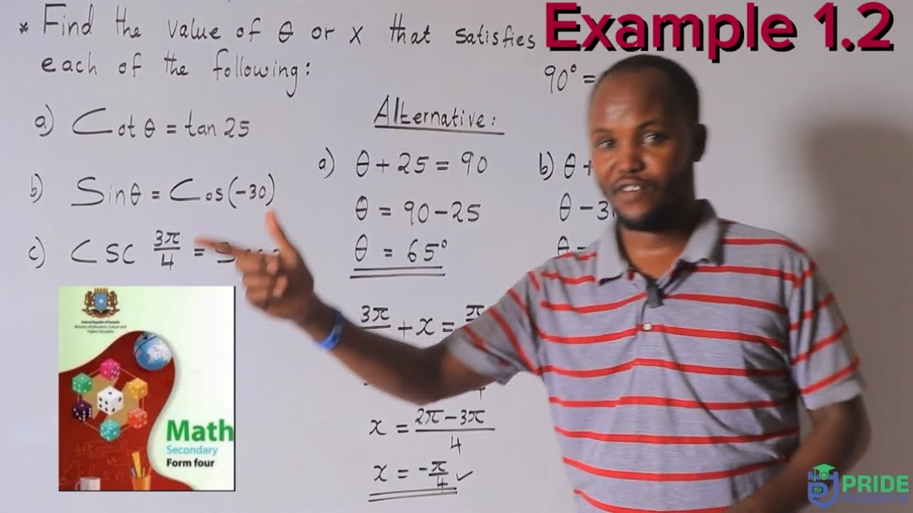 Trigonometry: Fasalka 12aad, Xisaab example 1.2 alternative method ...
