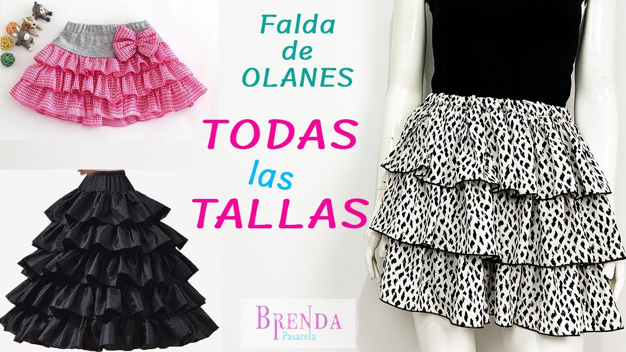 4 COMO HACER una falda de OLANES (volantes) / TODAS las TALLAS ...