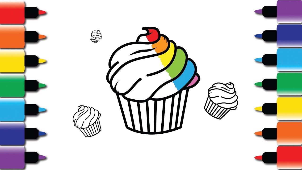 How to draw Rainbow muffin | Drawing and Colouring video for kids ...