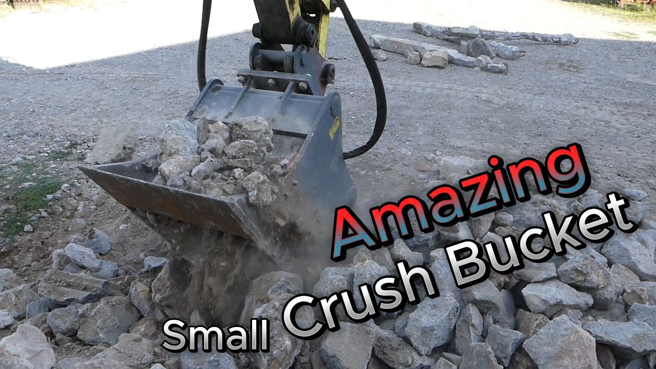 Custom made crush bucket: breaking and crushing concrete waste into ...