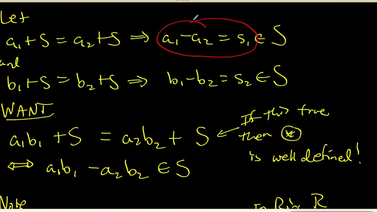 48 If S is an ideal then Coset Multiplication is Well Defined - YouTube