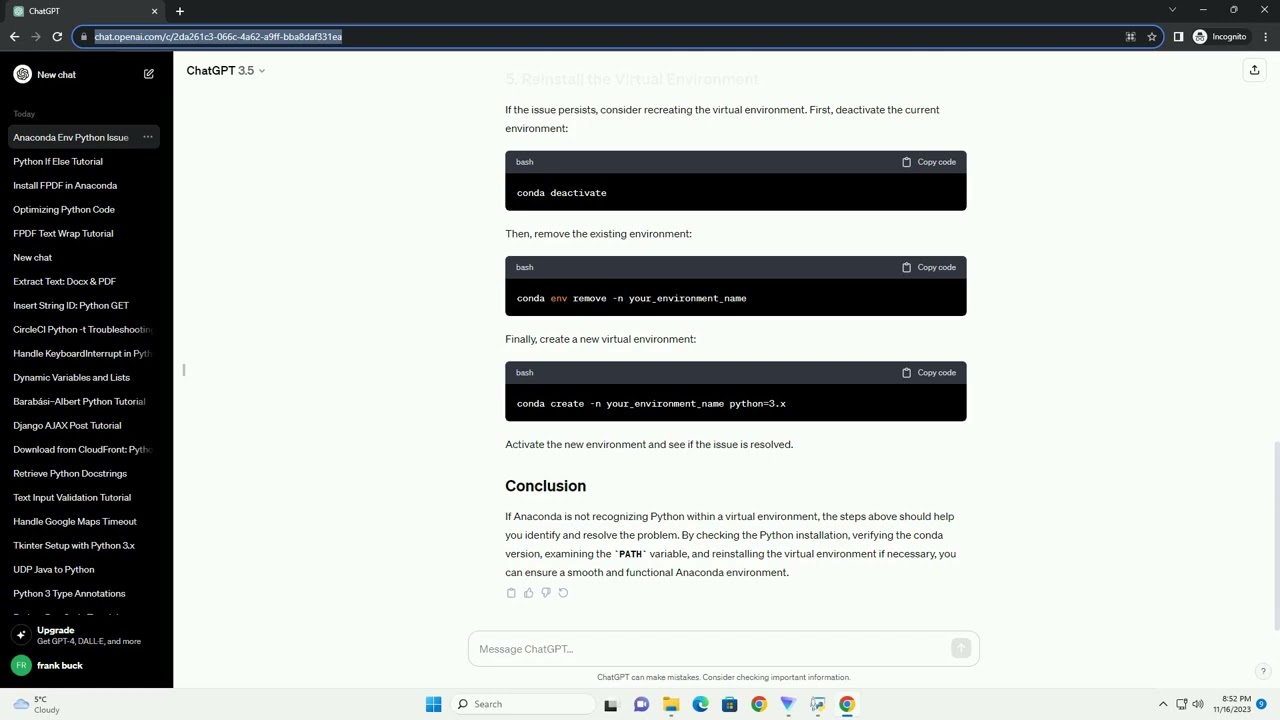Anaconda Virtual Environment Not Recognizing Python YouTube Anaconda Virtual Environment Not Recognizing Python YouTube