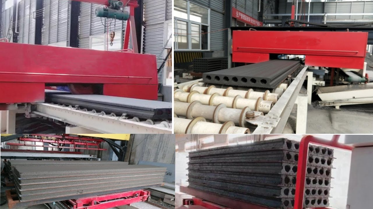 Acotec precast concrete wall panel extrusion production line - YouTube