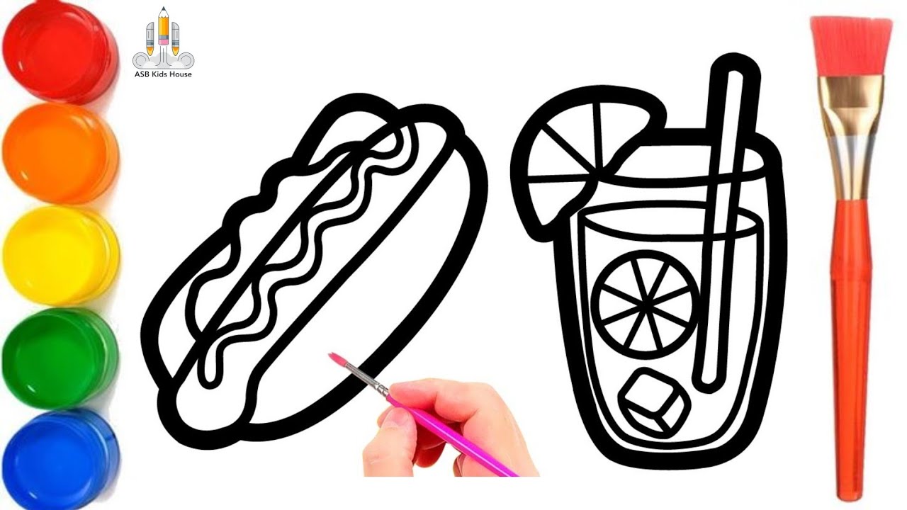 How to Draw fast food drawing, Painting and Coloring for Kids ...