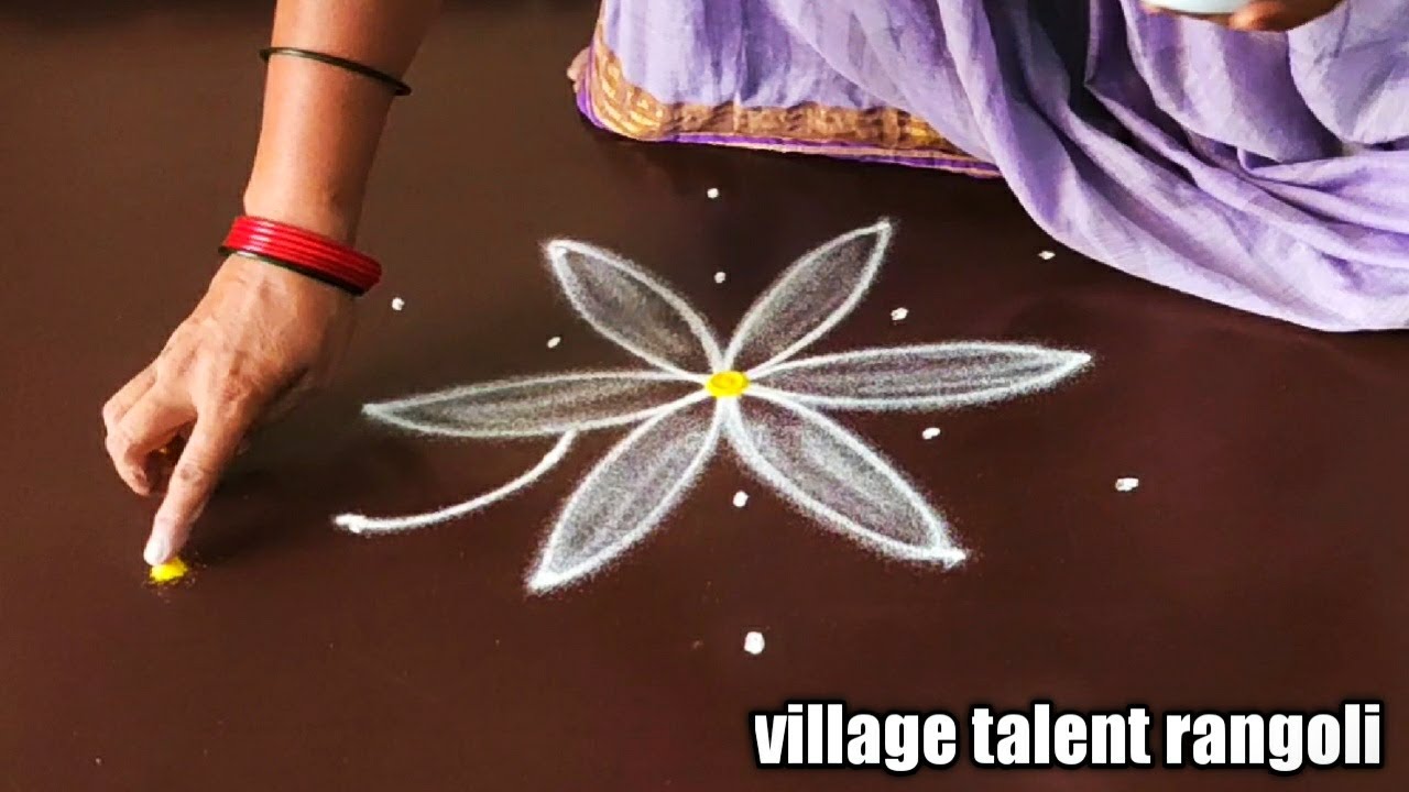 Simply easy 5 dot's flower muggulu Easy Daily kolams - YouTube