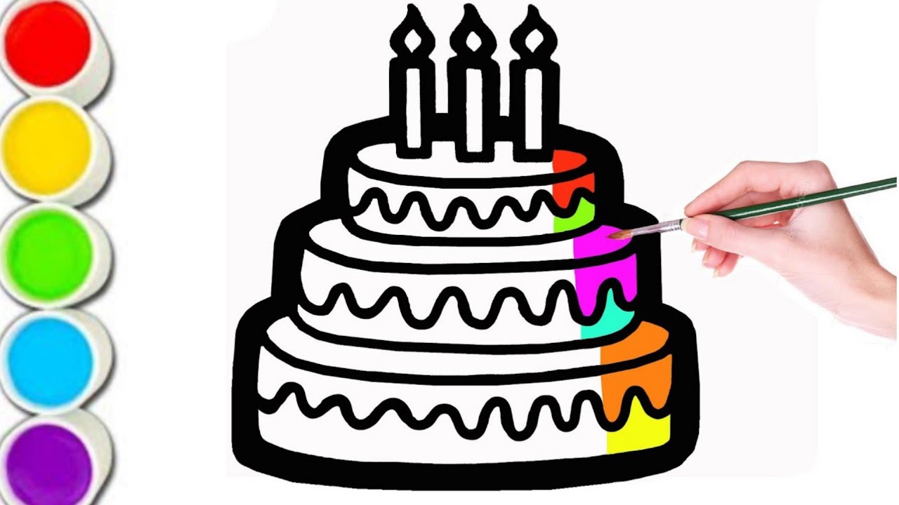 Beautiful Cake Drawing Painting and Colouring For kids Tolders. How to ...