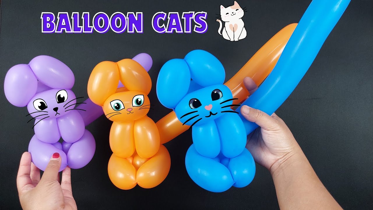How to make balloon animal CATS. Easy steps to make bear balloon animal, balloon twist cats ...