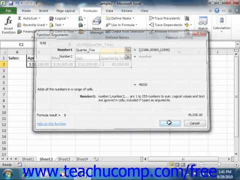 Excel 2010 Tutorial Using Named Ranges in Formulas Microsoft Training Lesson 13.4 - YouTube