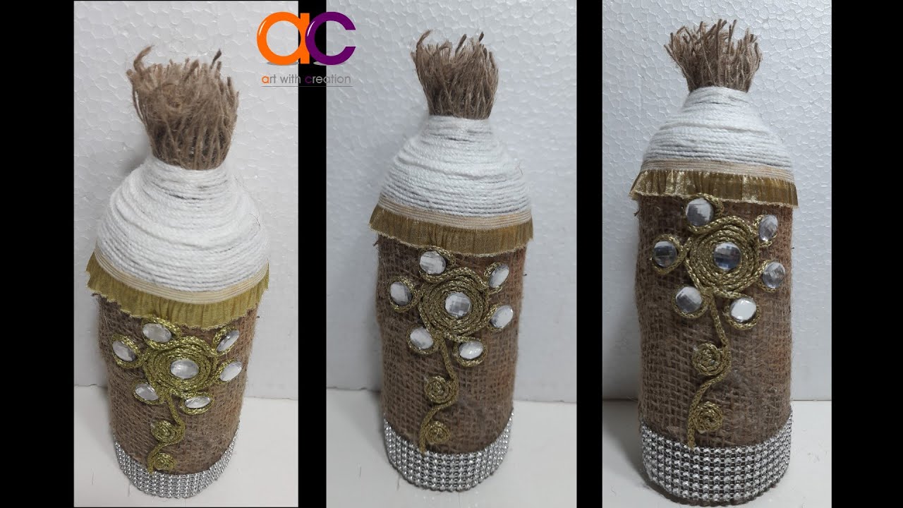diy : how to decorate a plastic bottle with woolen | best out of waste ...
