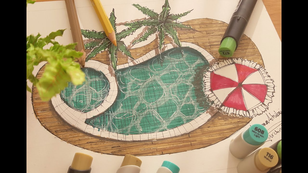 Swimming Pool Drawing And Rendering - YouTube